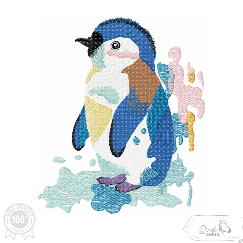 Pinguin Stickdatei – Aquarell-Style für deine Stickmaschine – Sewando UG